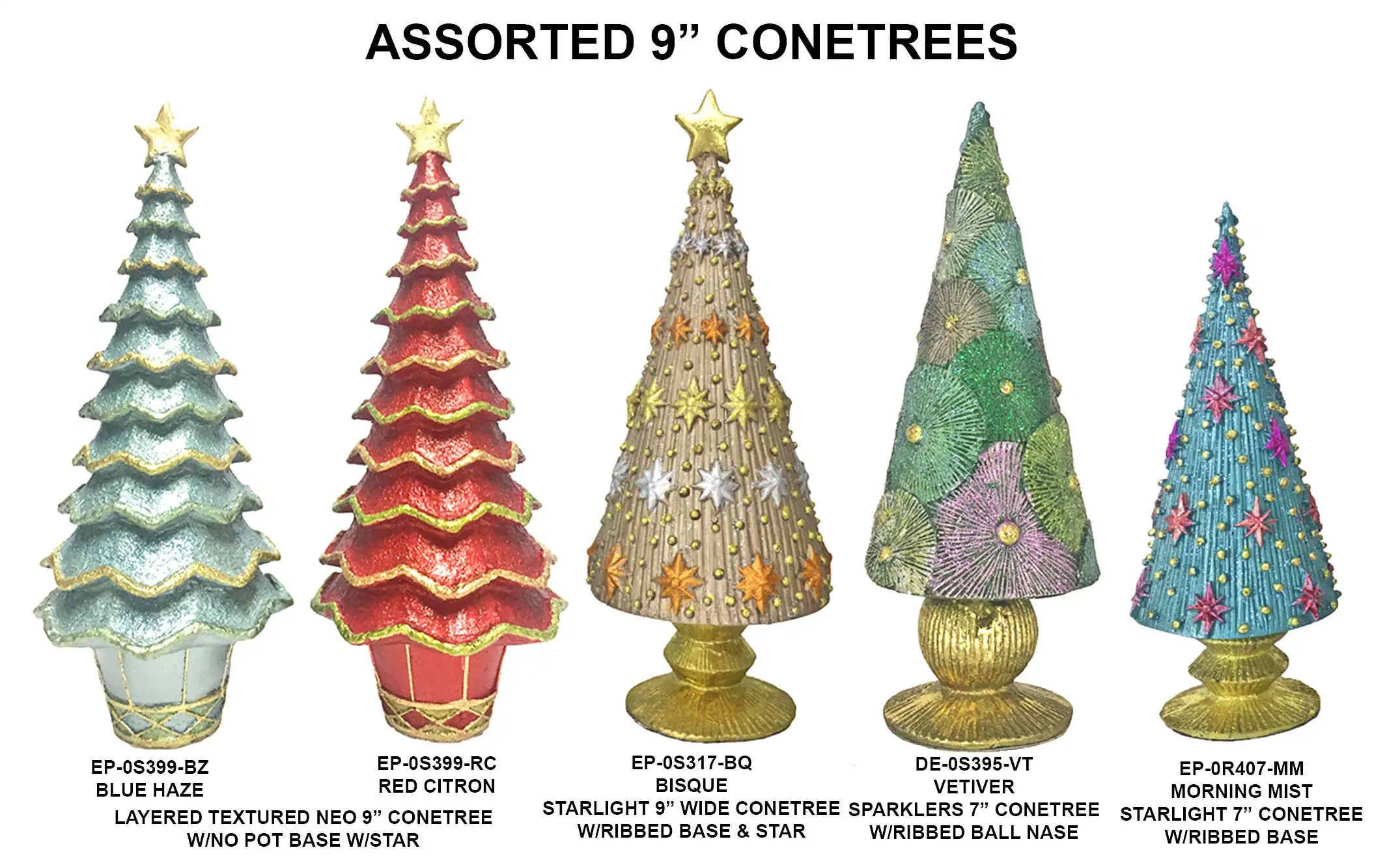 9" Assorted Cone Trees 2025 Collection